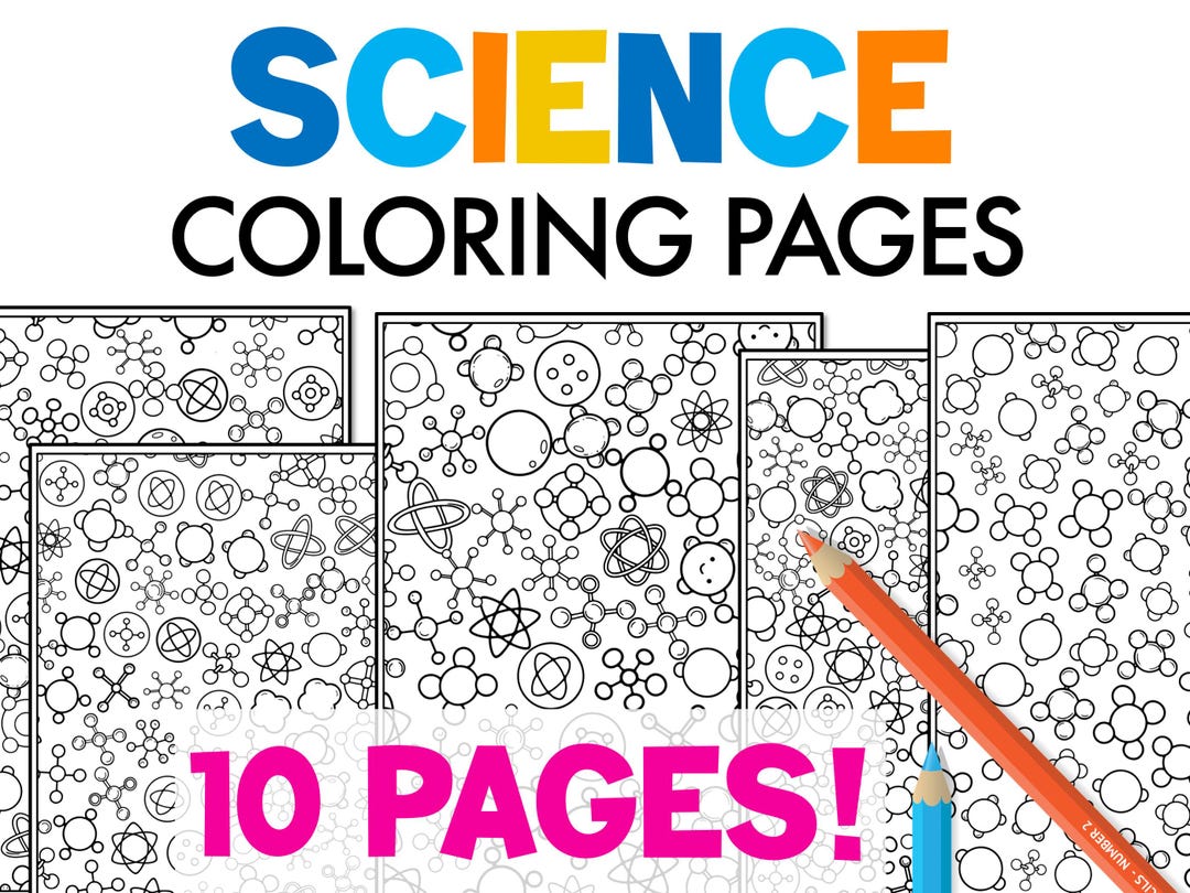 Science Coloring Pages, Atoms and Molecules Doodles Coloring Sheets for ...
