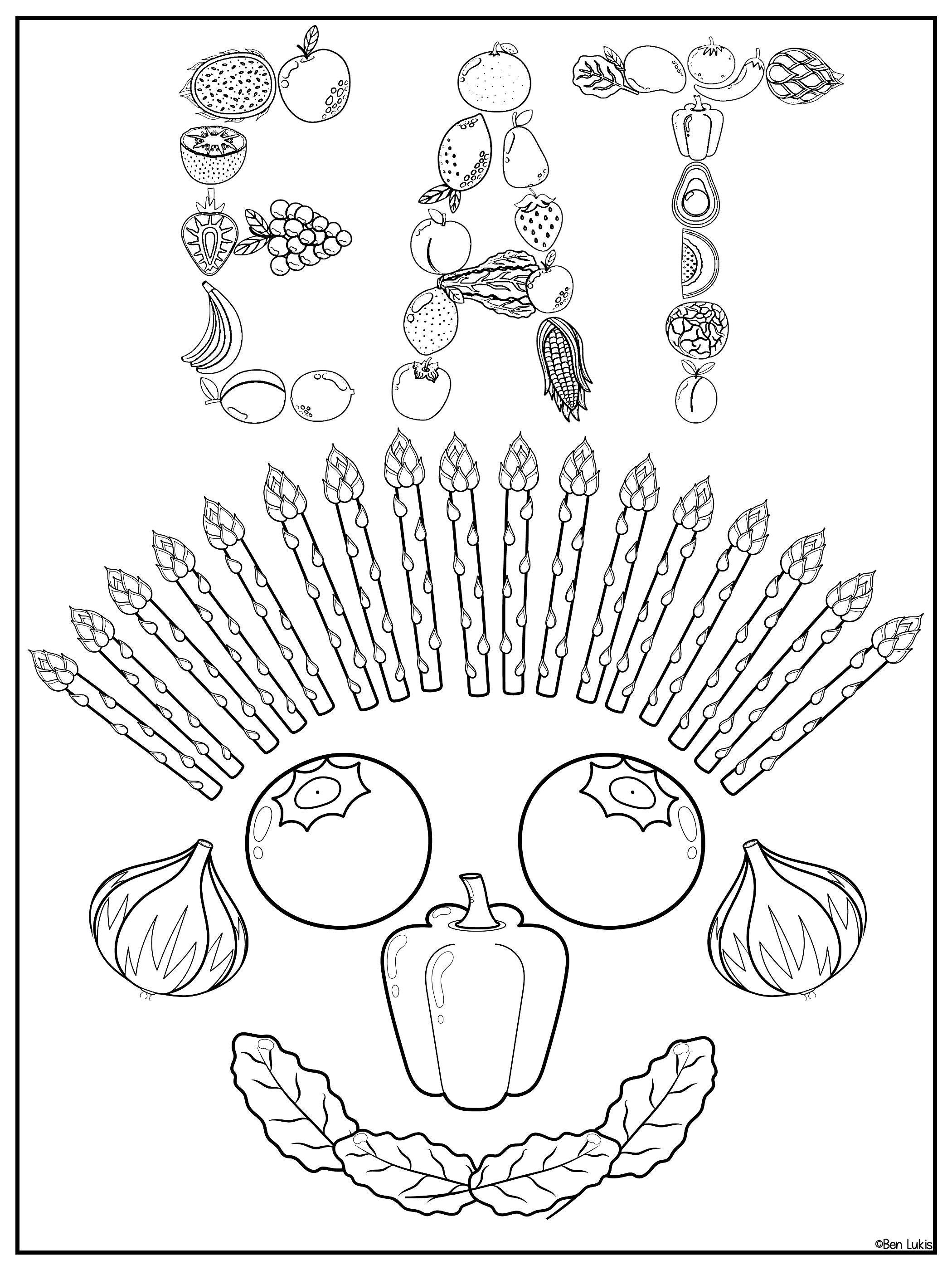Kids Fruit and Vegetable Coloring Pages, Printable PDF, Educational ...