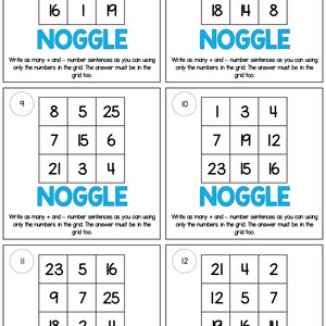 Number Puzzle Task Cards, Addition and Subtraction Brain Teasers, Fun ...