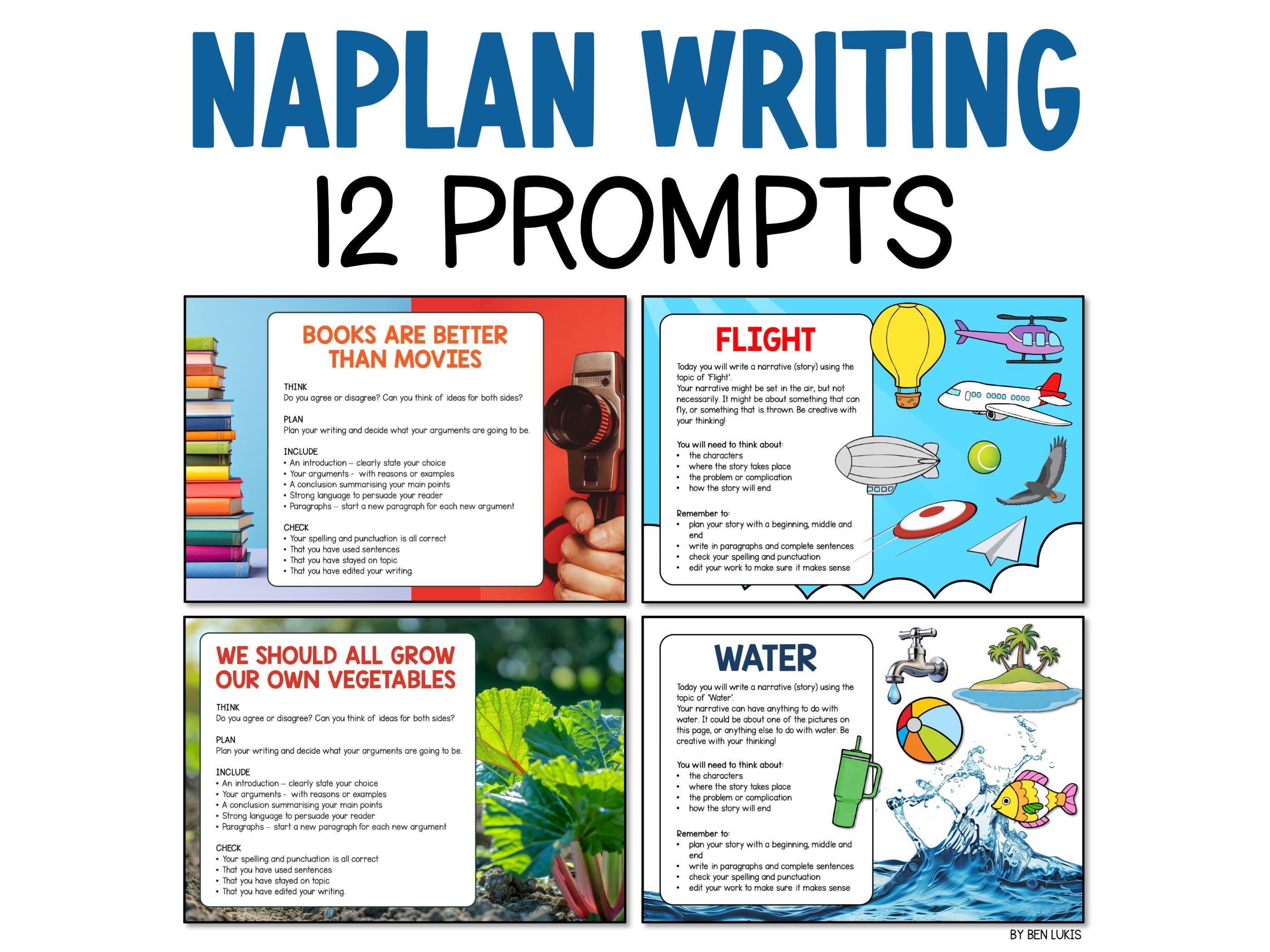 NAPLAN Writing Prompts Persuasive & Narrative Writing, NAPLAN Writing ...