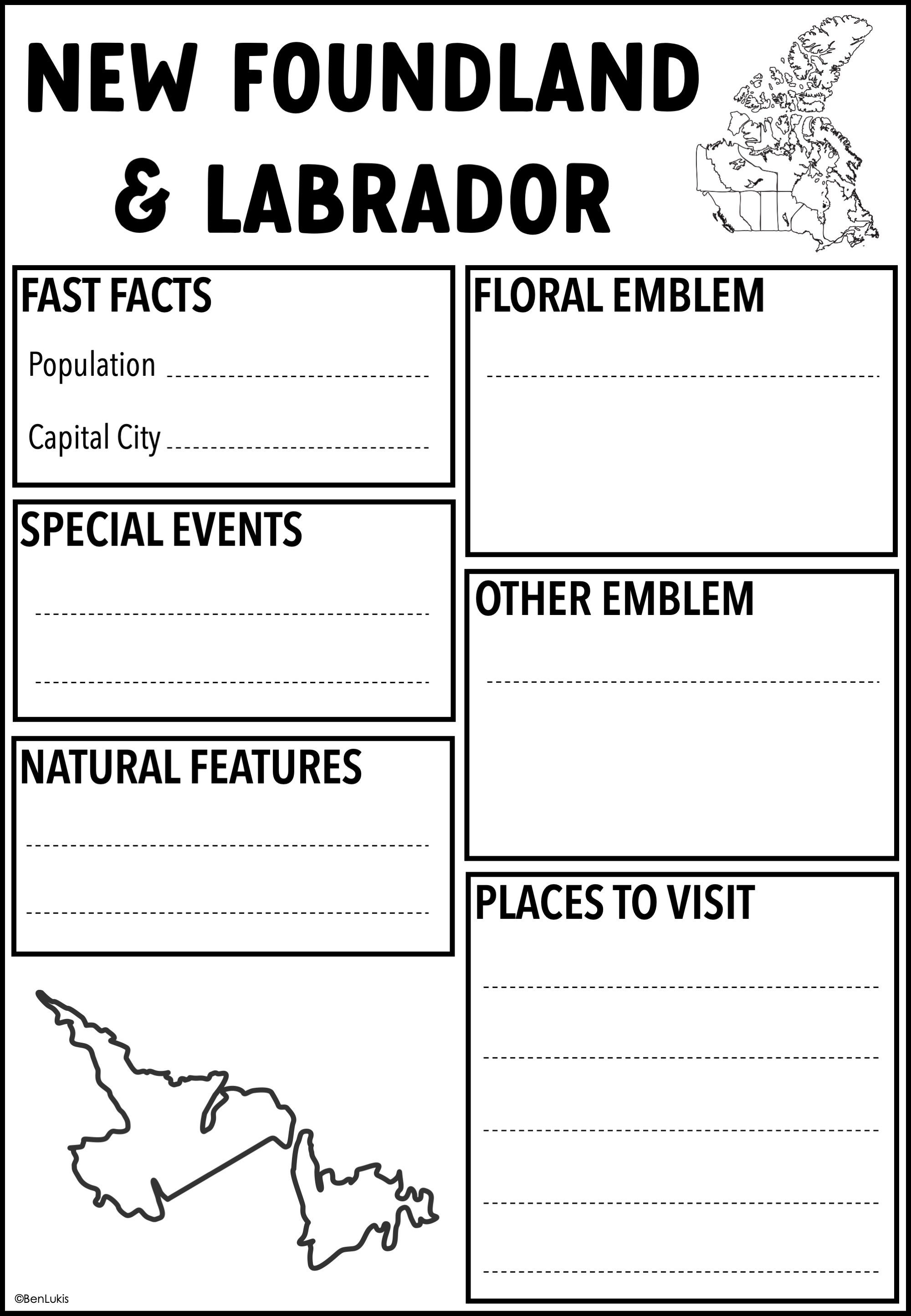 Canadian Provinces and Territories Research Report Templates for Kids ...