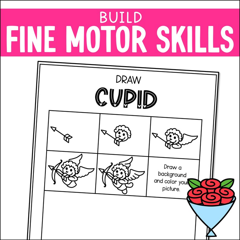 Valentines Day Drawing for Kids, Learn How-to-draw Cupid, Flowers ...