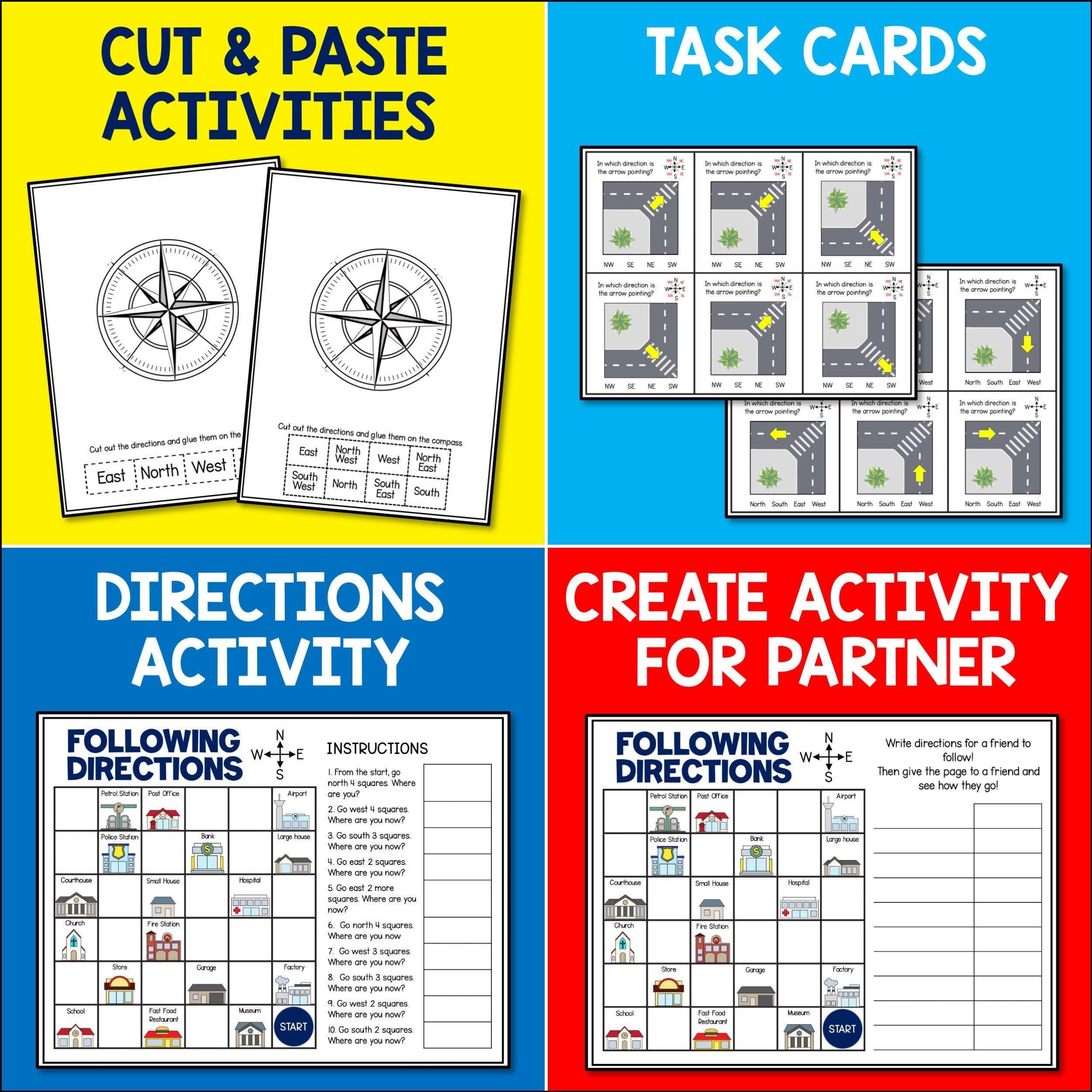 Compass Rose Educational Posters, Math Task Cards and Activities ...