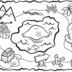 Pirate Treasure Maps Coloring Pages, Kids Printable Activity, Digital ...