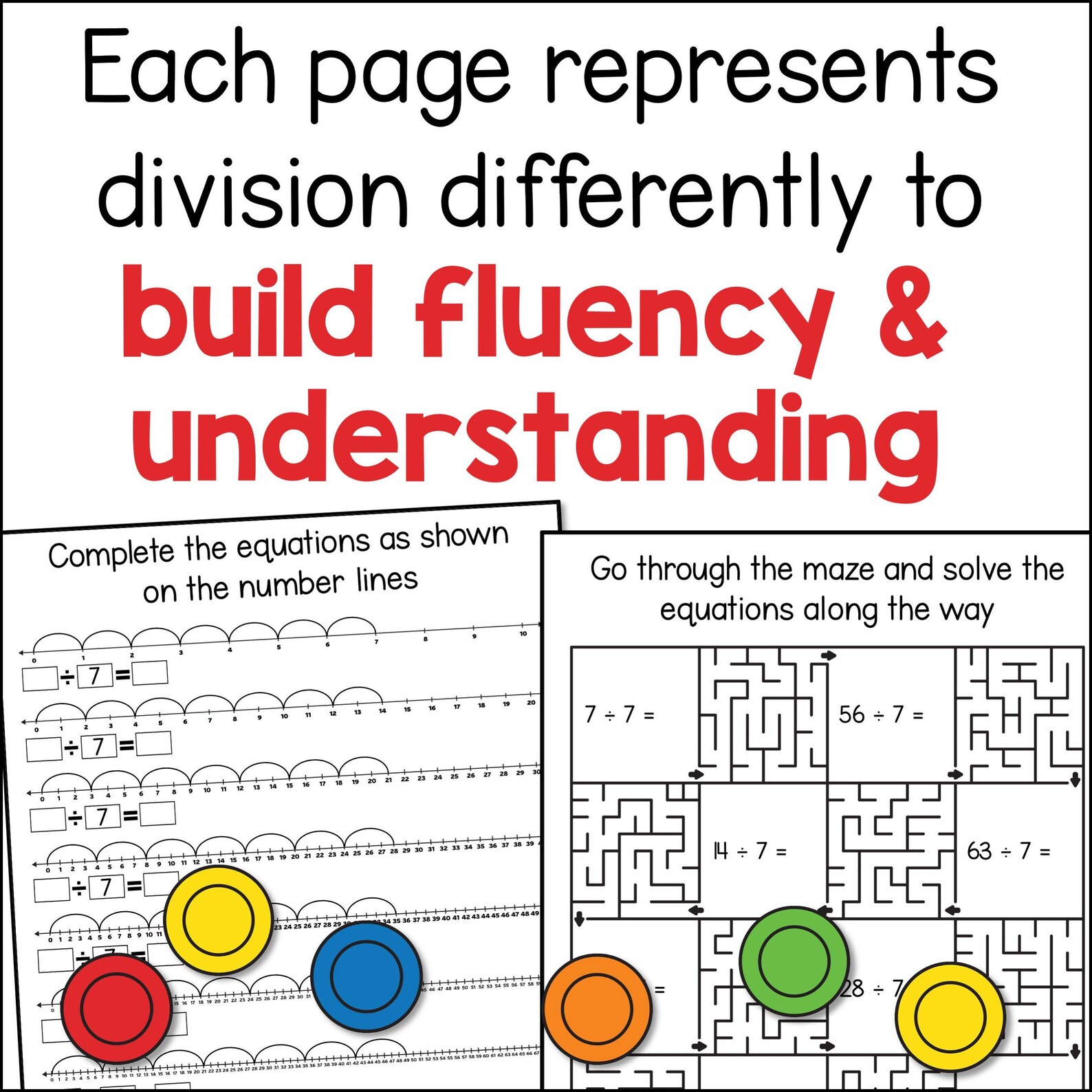 Division Worksheets for Kids, Divide by 7 Practice Sheets, Educational ...