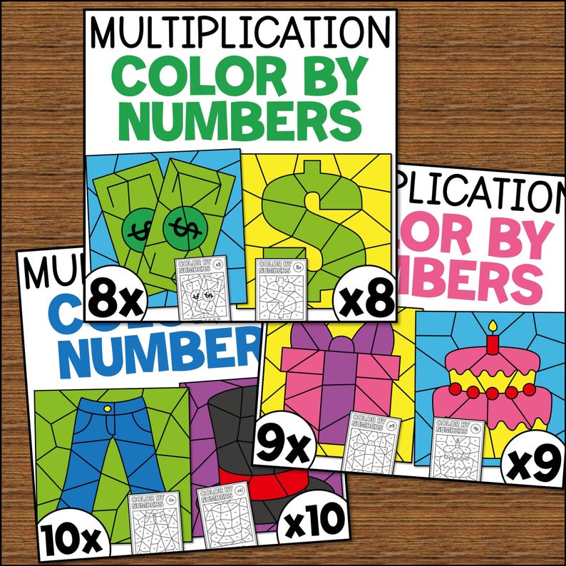 Multiplication Color by Number Worksheets for Math Fact Multiplication ...