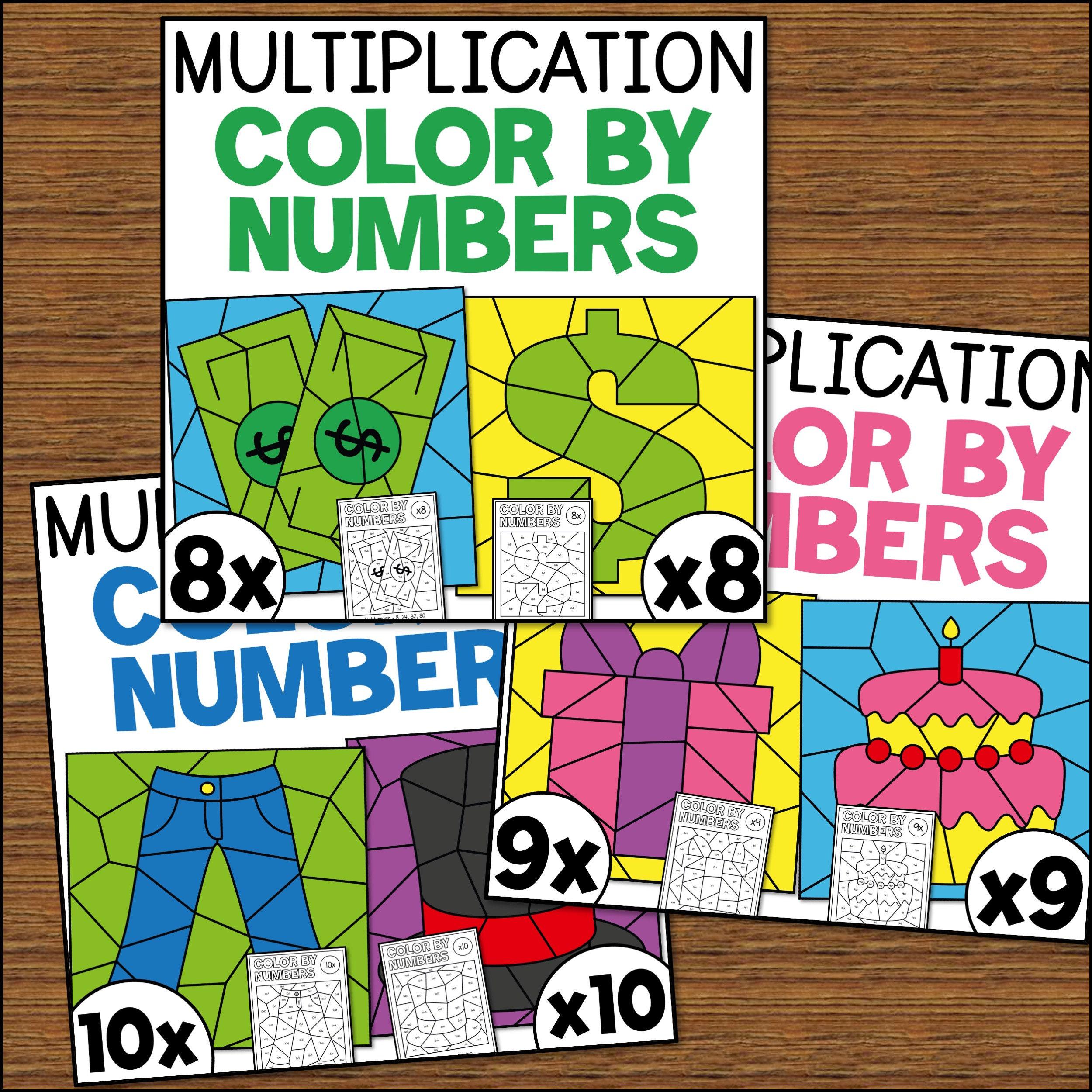 Multiplication Color by Number Worksheets, Times Tables 2-10 (printable ...