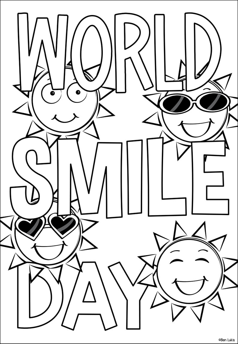 World Smile Day Coloring Pages, Fun Coloring Activity for Kids ...
