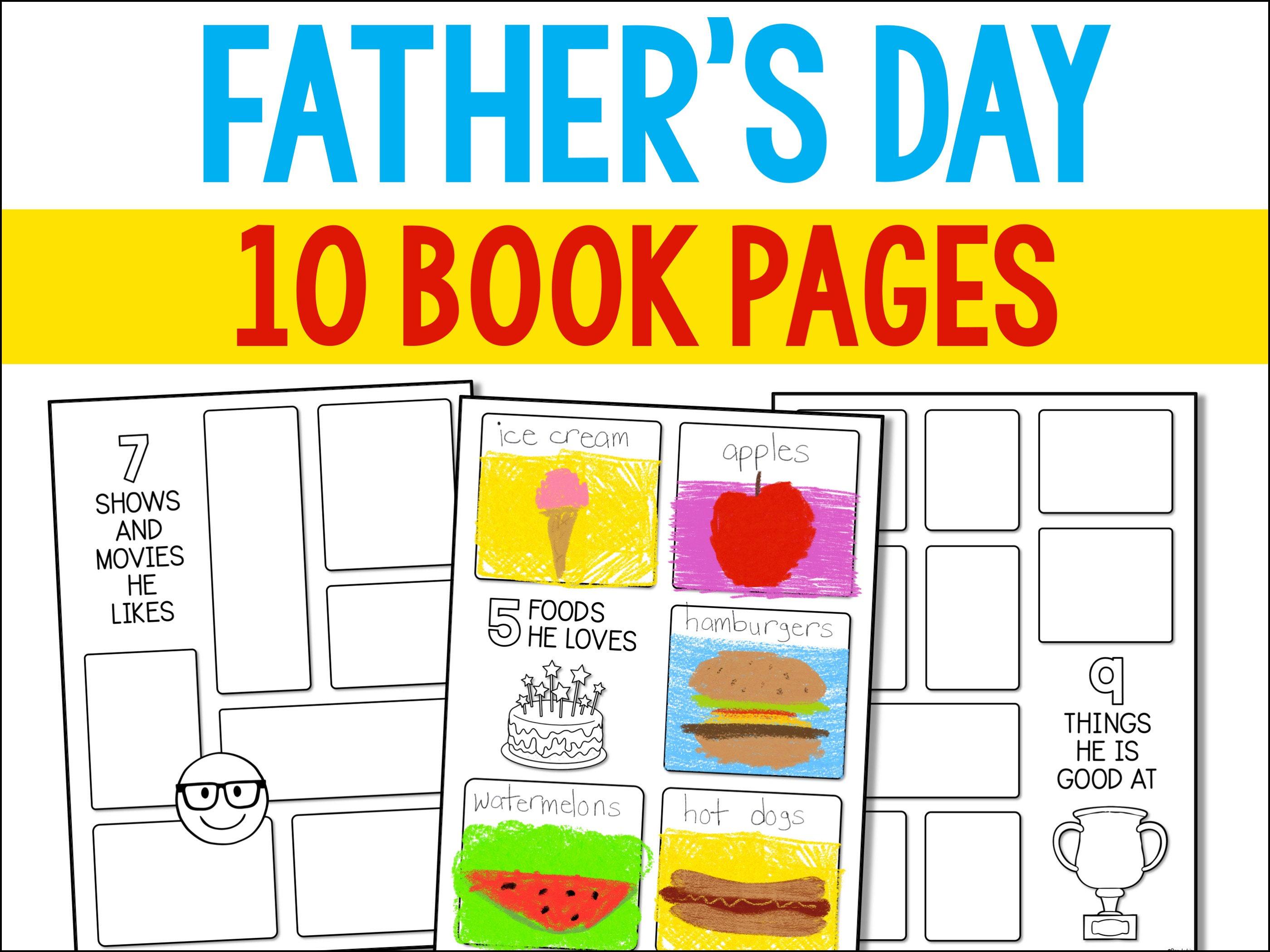 Fathers Day Writing Activity for Kids, Gift for Dad, Write and Draw ...