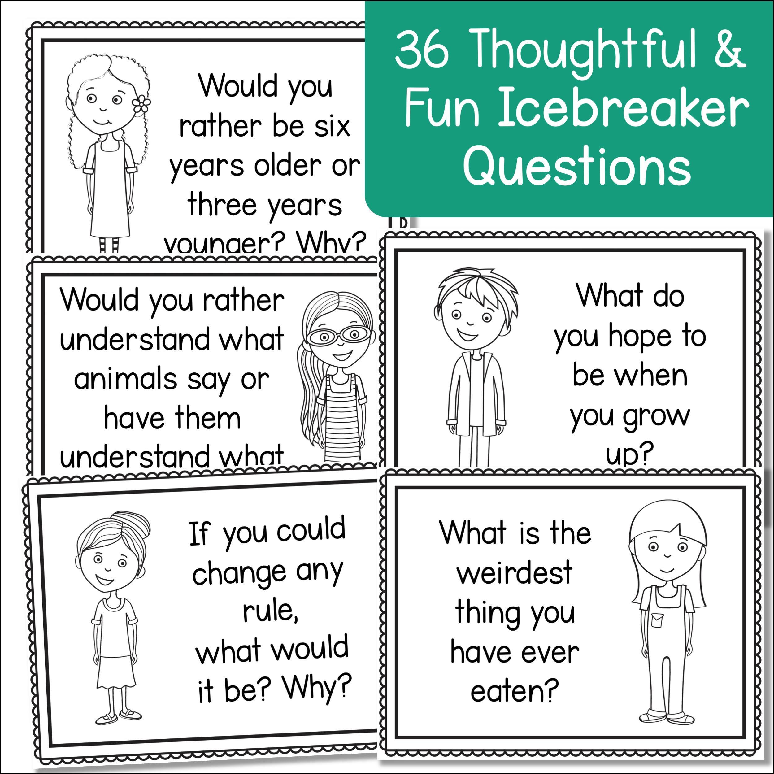 Back to School Question Cards, Discussion Prompts (printable PDF) - Etsy
