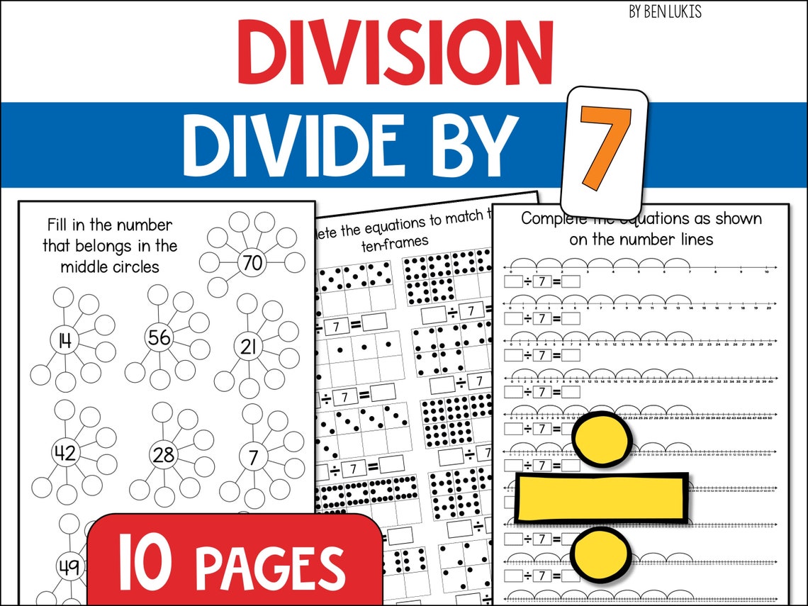 Division Worksheets for Kids, Divide by 7 Practice Sheets, Educational ...