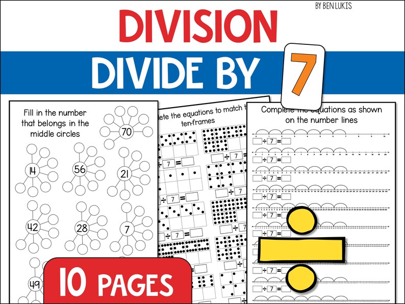 Division Worksheets for Kids, Divide by 7 Practice Sheets, Educational ...