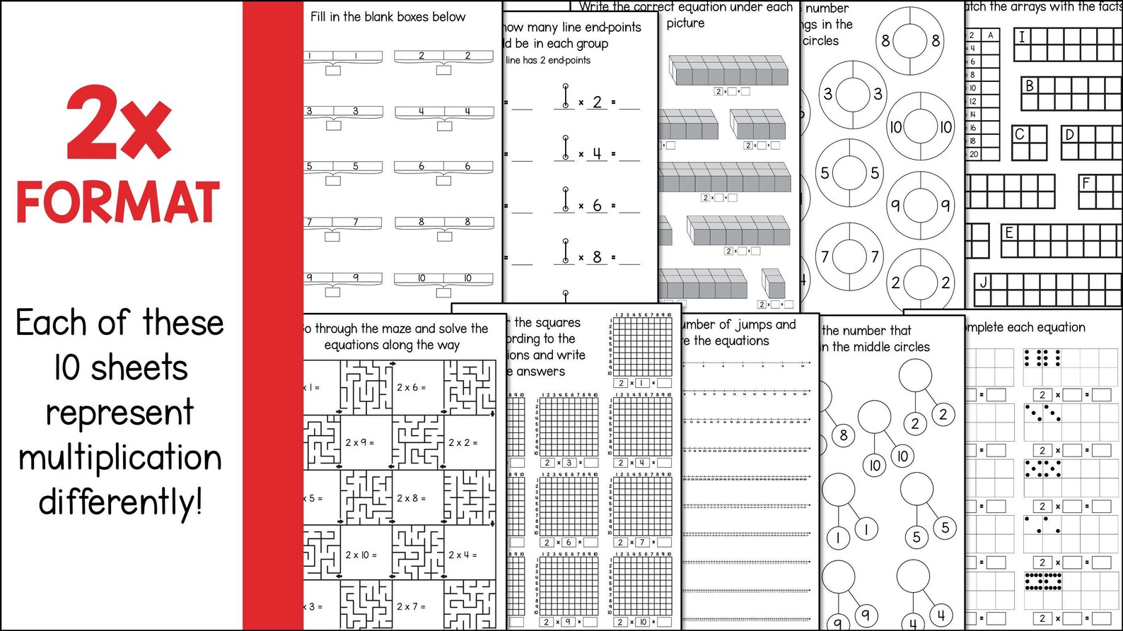 Multiplication Practice Worksheets for 2 Times Table, Printable ...