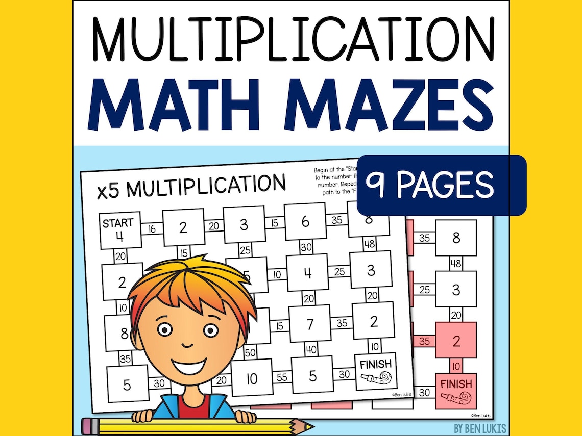 Multiplication Math Mazes, Times Tables Practice (digital Download) - Etsy