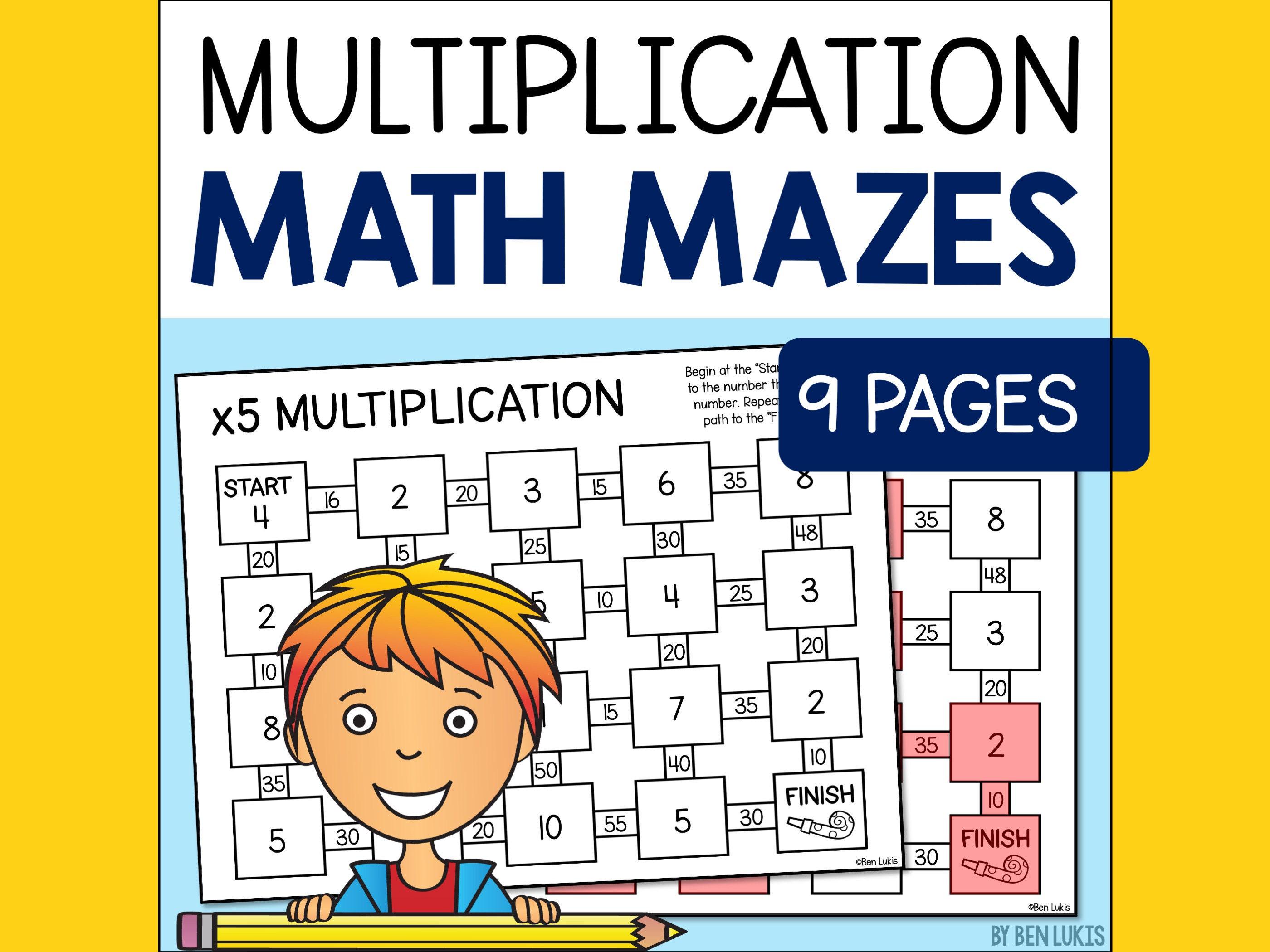 Multiplication Fact Mazes, Times Tables Math Activities for Kids ...