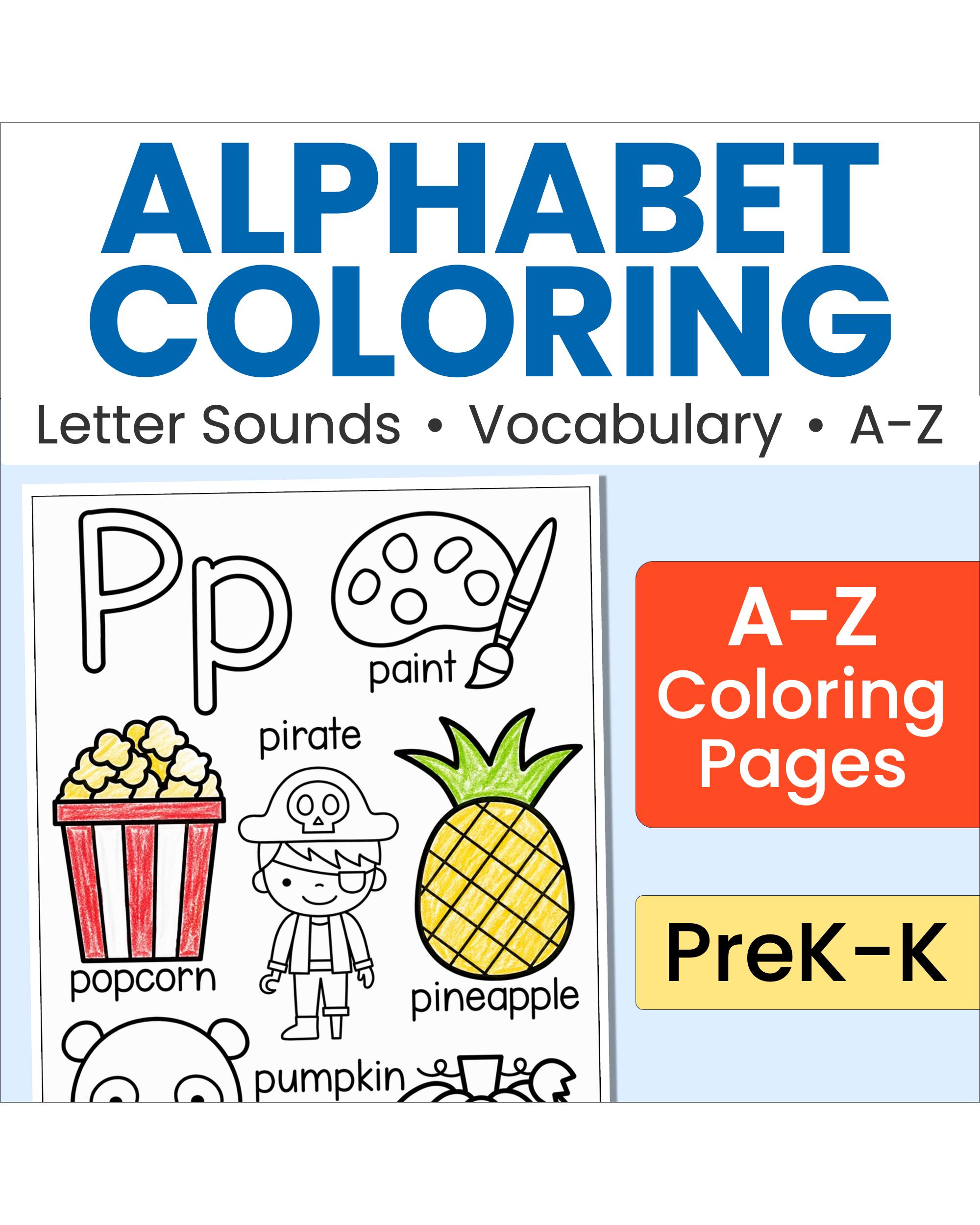 Páginas para colorear del alfabeto de la A a la Z para imprimir, hojas ...