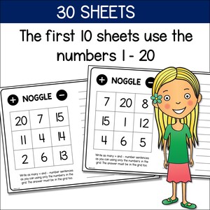 Addition and Subtraction Math Game, Noggle - Math Boggle, Printable ...
