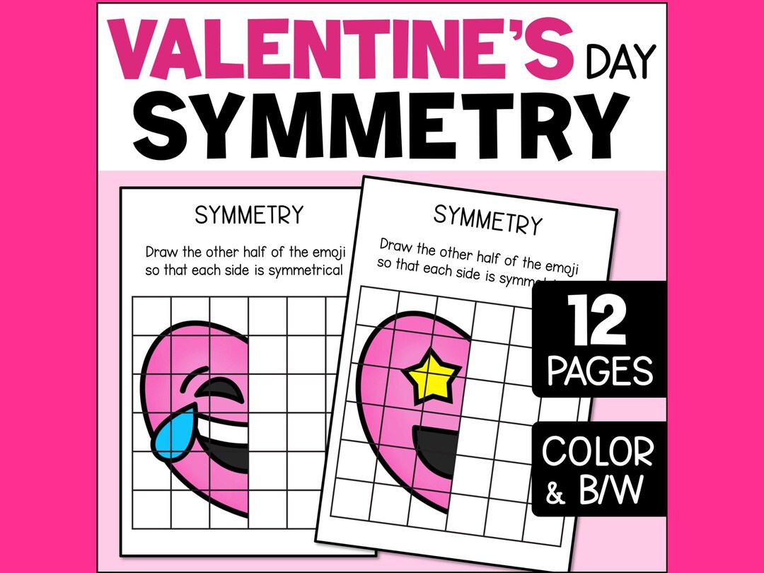 Symmetry Art and Math Worksheets, Valentines Day Activities for ...