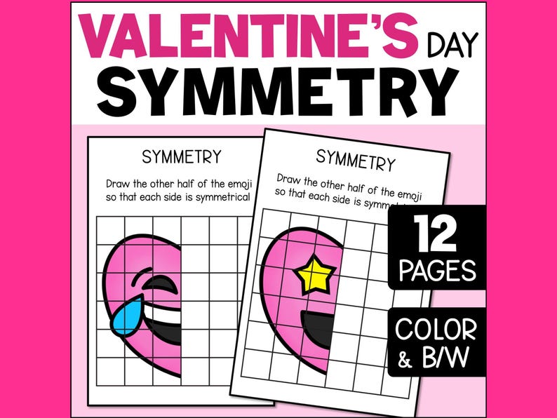 Symmetry Art and Math Worksheets, Valentines Day Activities for ...