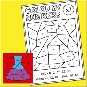 Multiplication Color by Number Worksheets, Times Tables 2-10 (printable ...