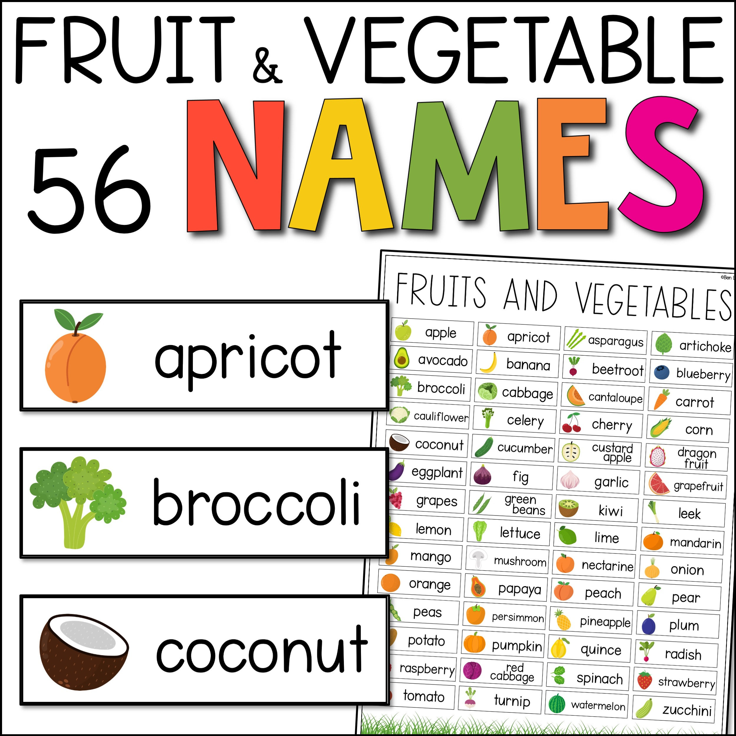 Fruit and Vegetables Names for Classroom Wall Display Word - Etsy