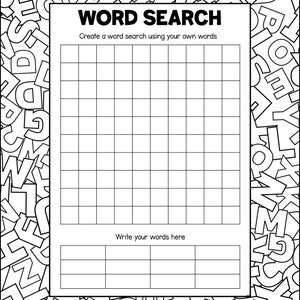 Blank Word Search Templates for Kids, Printable PDF Blank Puzzle Pages ...
