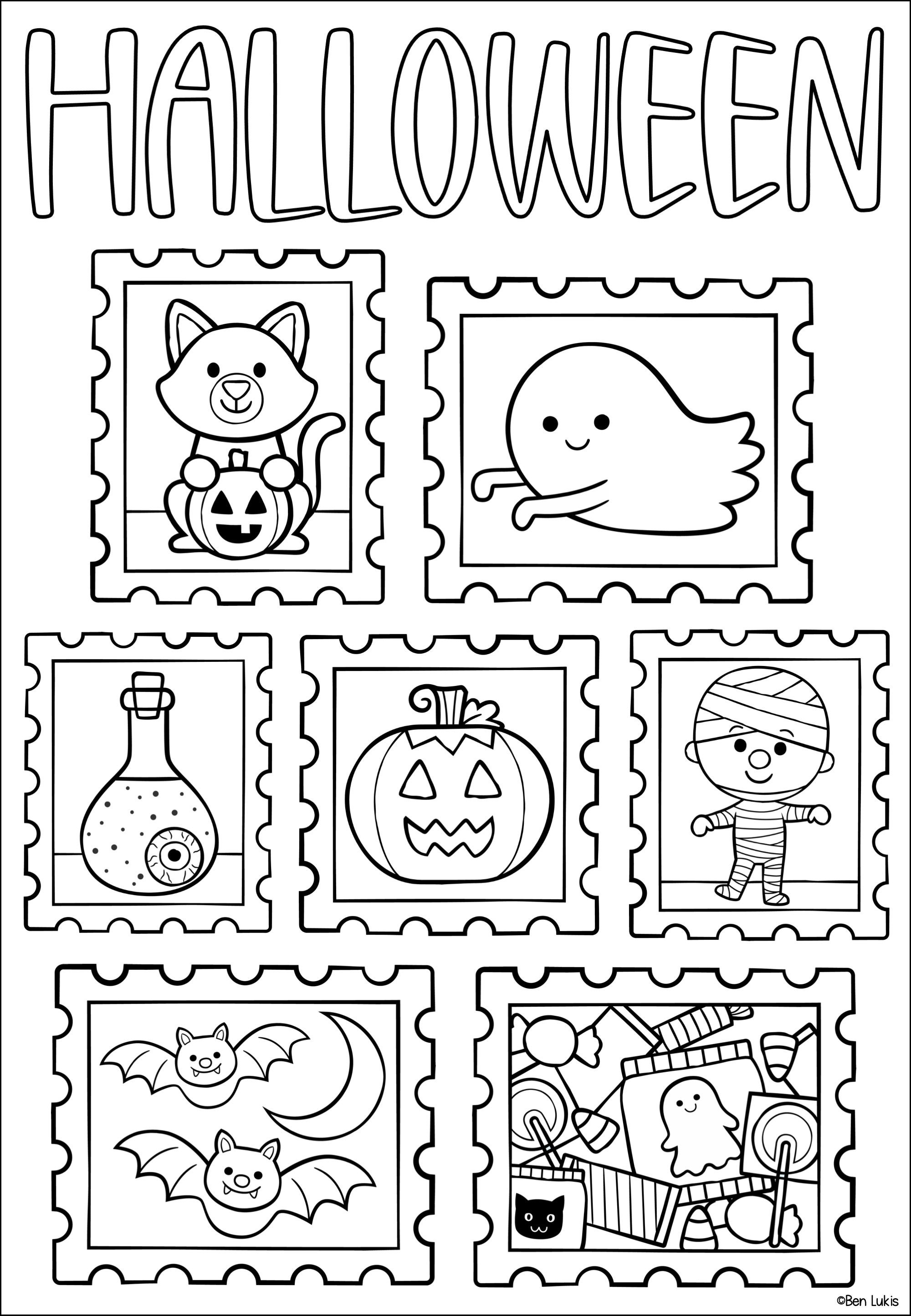 Halloween Coloring Book Printable, Kids Activity Digital Download ...