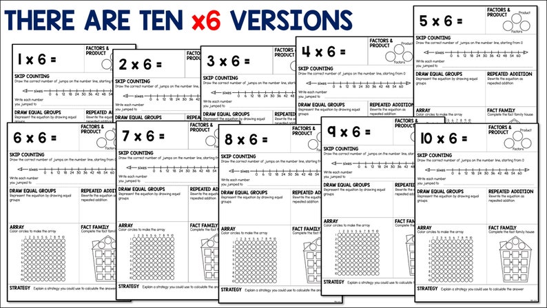6 Times Table Multiplication Equation of the Day Practice Worksheets ...