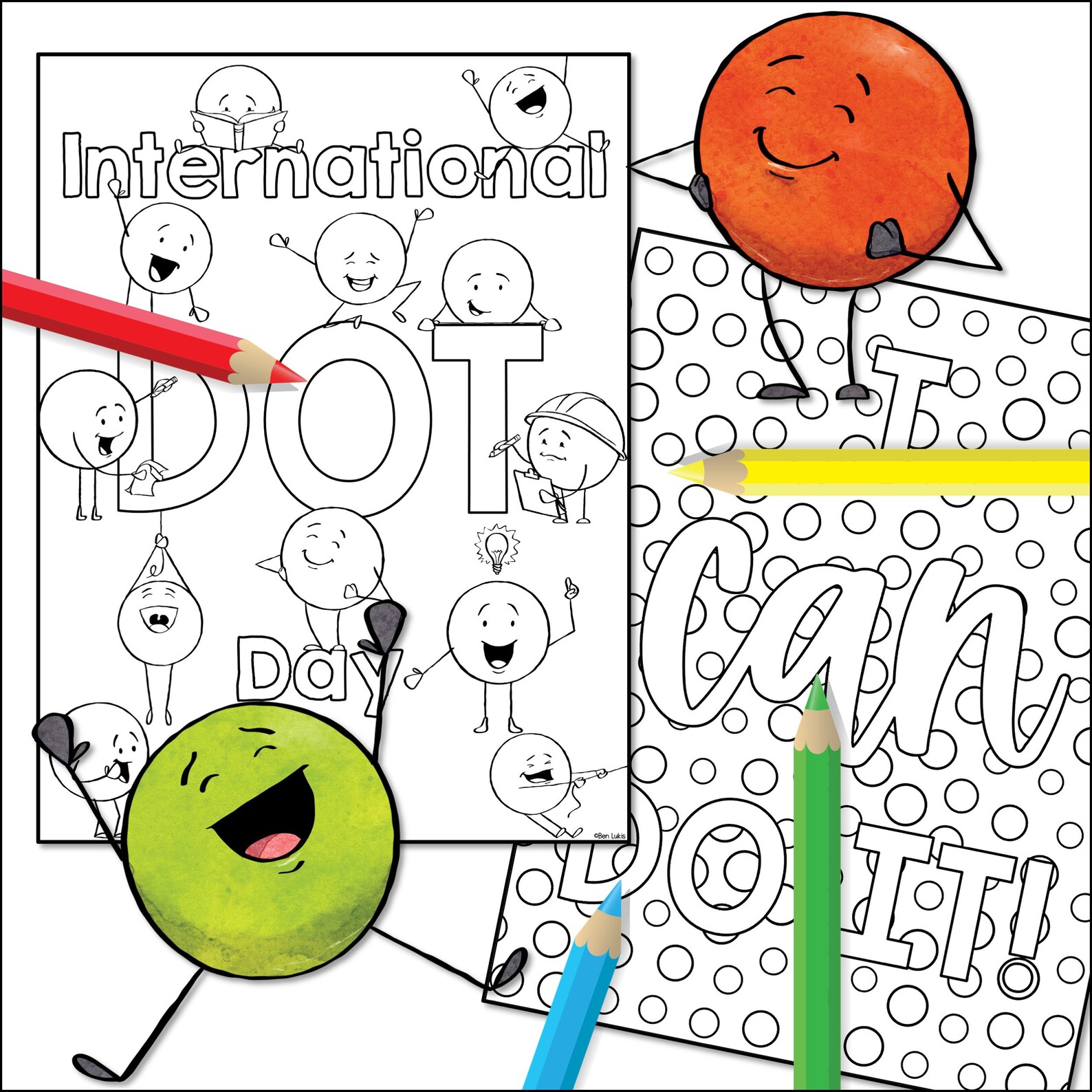 International Dot Day Coloring Pages, Printable Activity for Kids, Fun ...