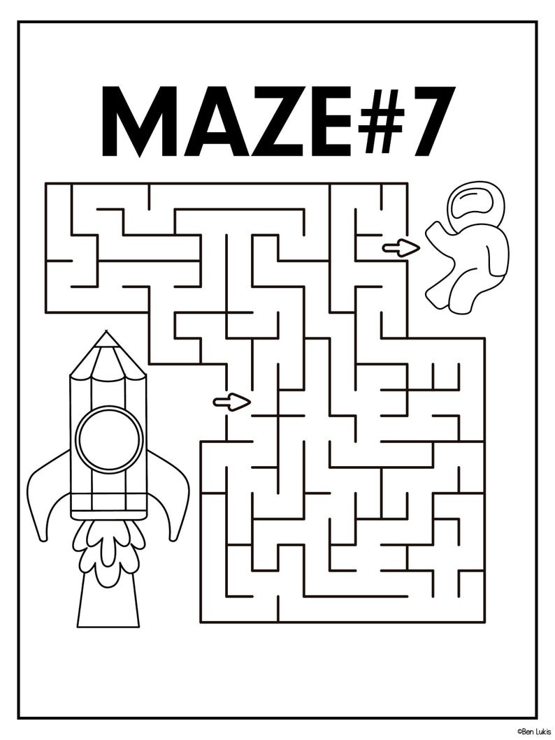 Space Activity Book for Kids, Mazes, Coloring Pages (PDF Download) - Etsy