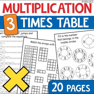 Multiplication Practice Worksheets for 3 Times Table, Printable ...