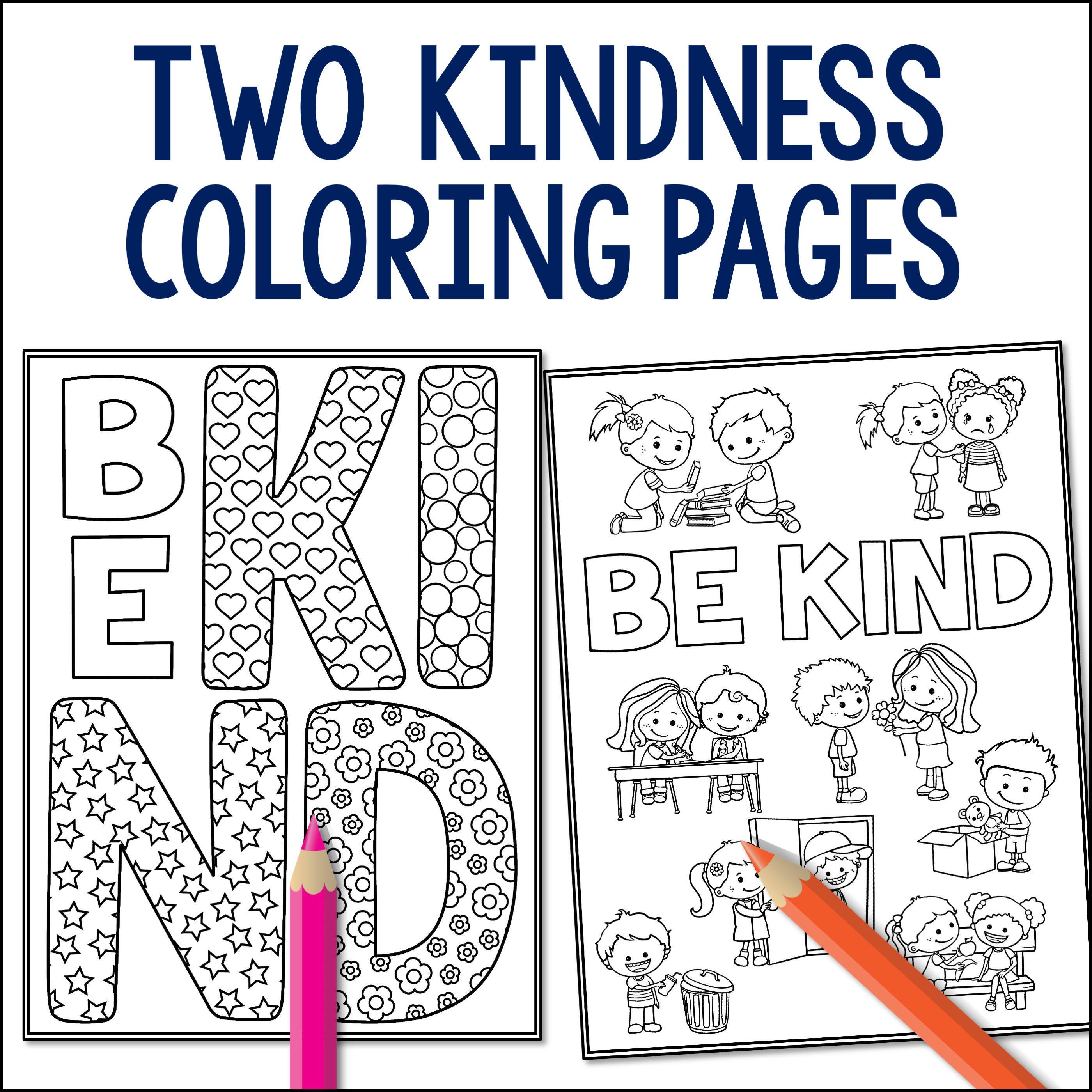 Kindness Coloring Pages and Word Search, Printable Activities (digital ...