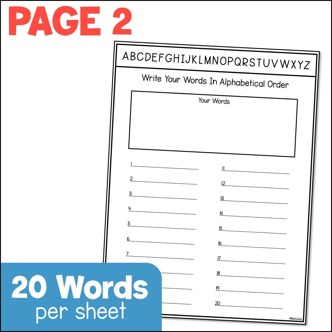 Alphabetical Order Templates Worksheets for Kids, ABC Order Practice ...