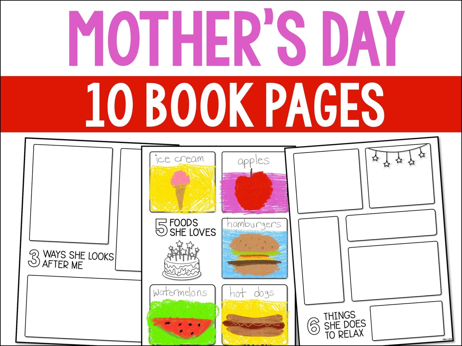Mothers Day Writing Activity for Kids, Gift for Mom, Write and Draw ...