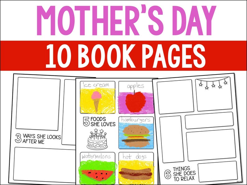 Mothers Day Writing Activity for Kids, Gift for Mom, Write and Draw ...