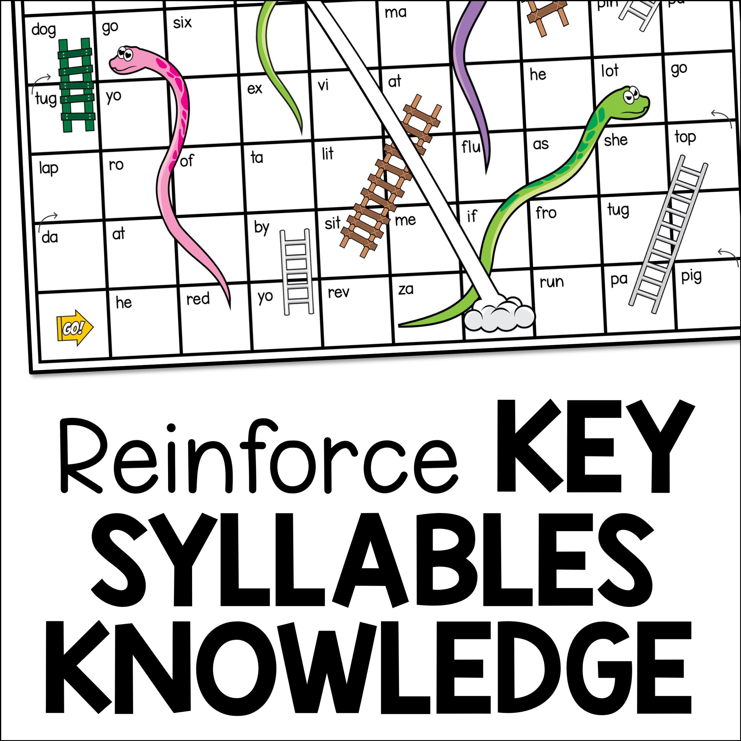 Snakes and Ladders Game for Open and Closed Syllables, Printable Board ...