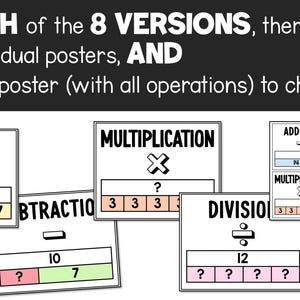 Bar Model Math Posters, Printable Addition Subtraction Multiplication ...