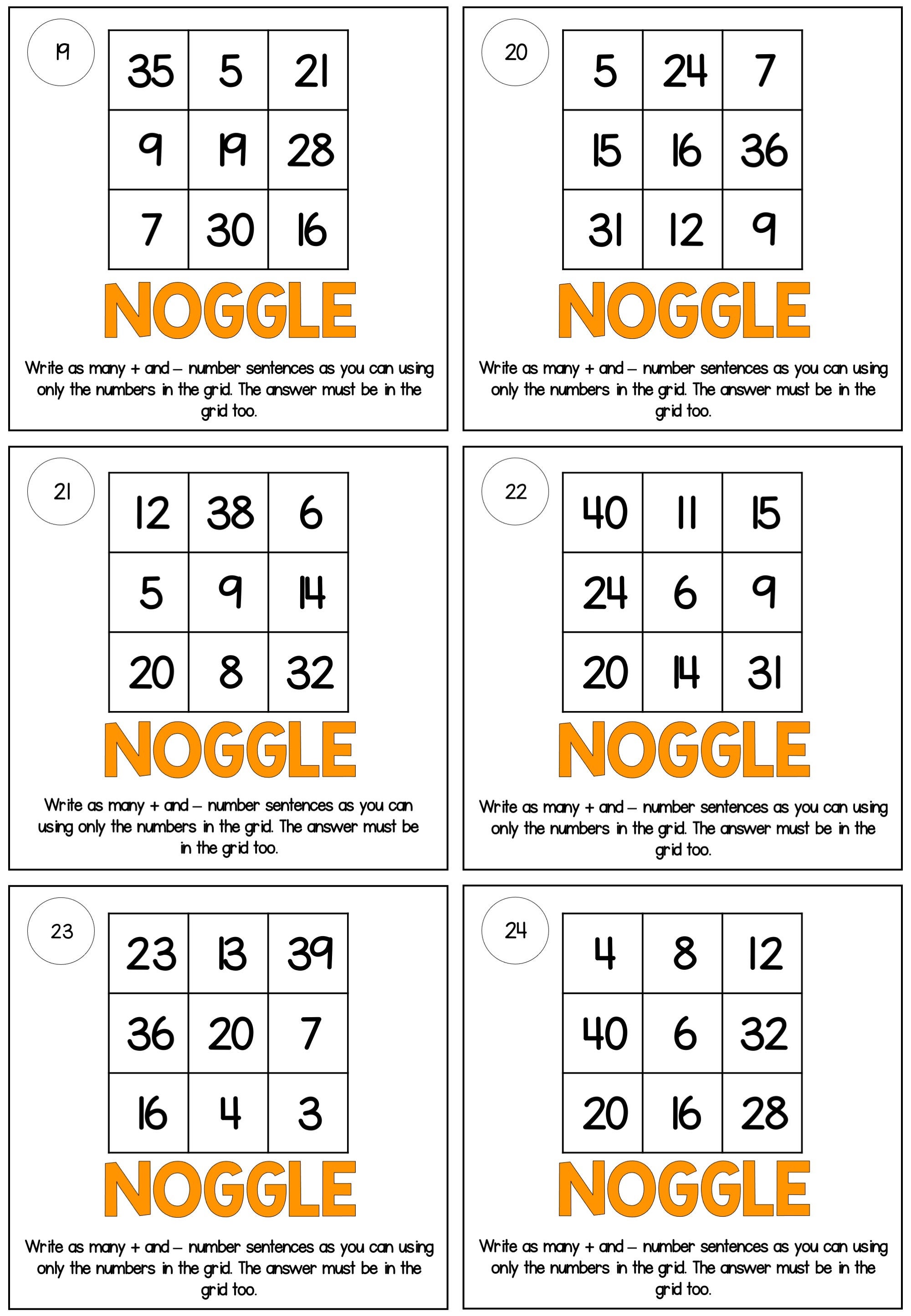 Number Puzzle Task Cards, Addition and Subtraction Brain Teasers, Fun ...