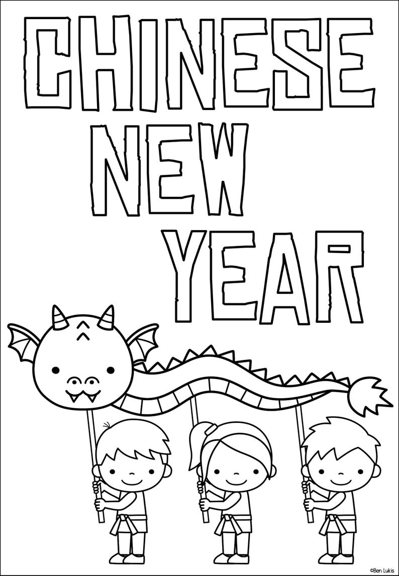 Chinese New Year Coloring Pages, Digital Download, Kids Activity ...