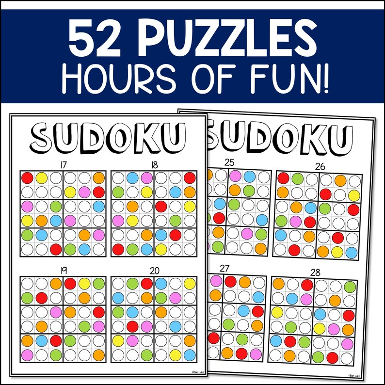 Sudoku Puzzles for Kids, Easy Sudoku Puzzle Sheets, Coloring Puzzles ...