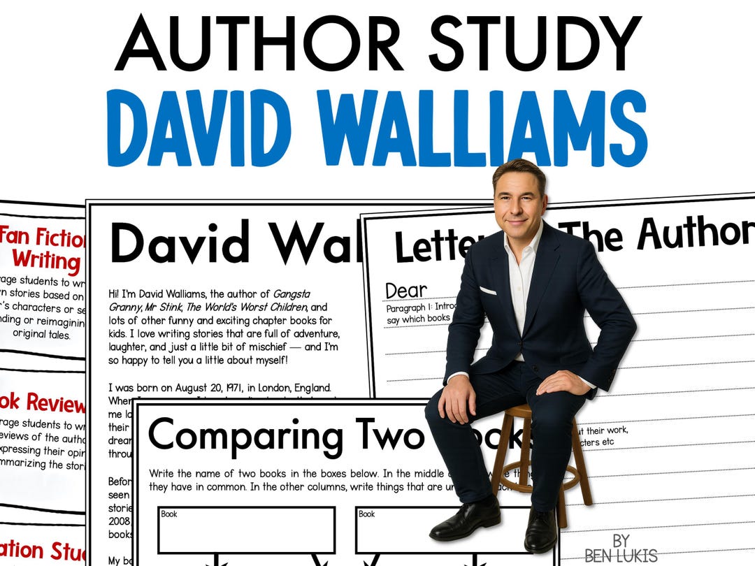 David Walliams Author Study, Homeschool Printable Worksheets (PDF) - Etsy