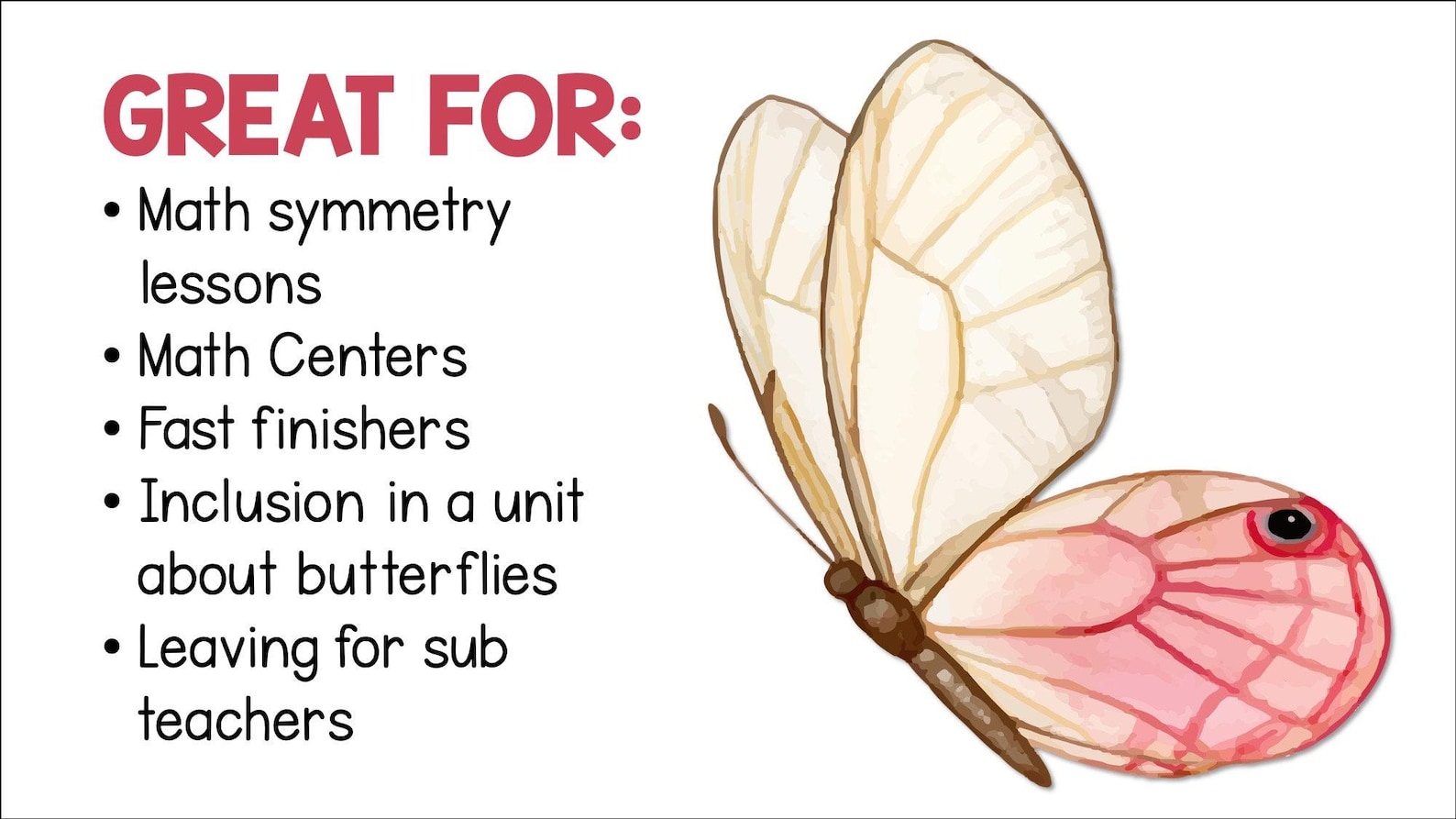 Butterfly Symmetry Drawing Worksheets, Math Art Activity (printable PDF ...