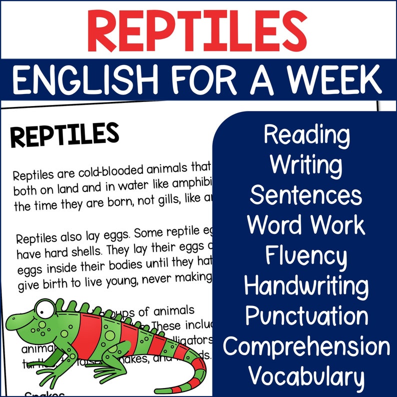 Reptile Literacy Activities for a Week About a Reptiles Information ...