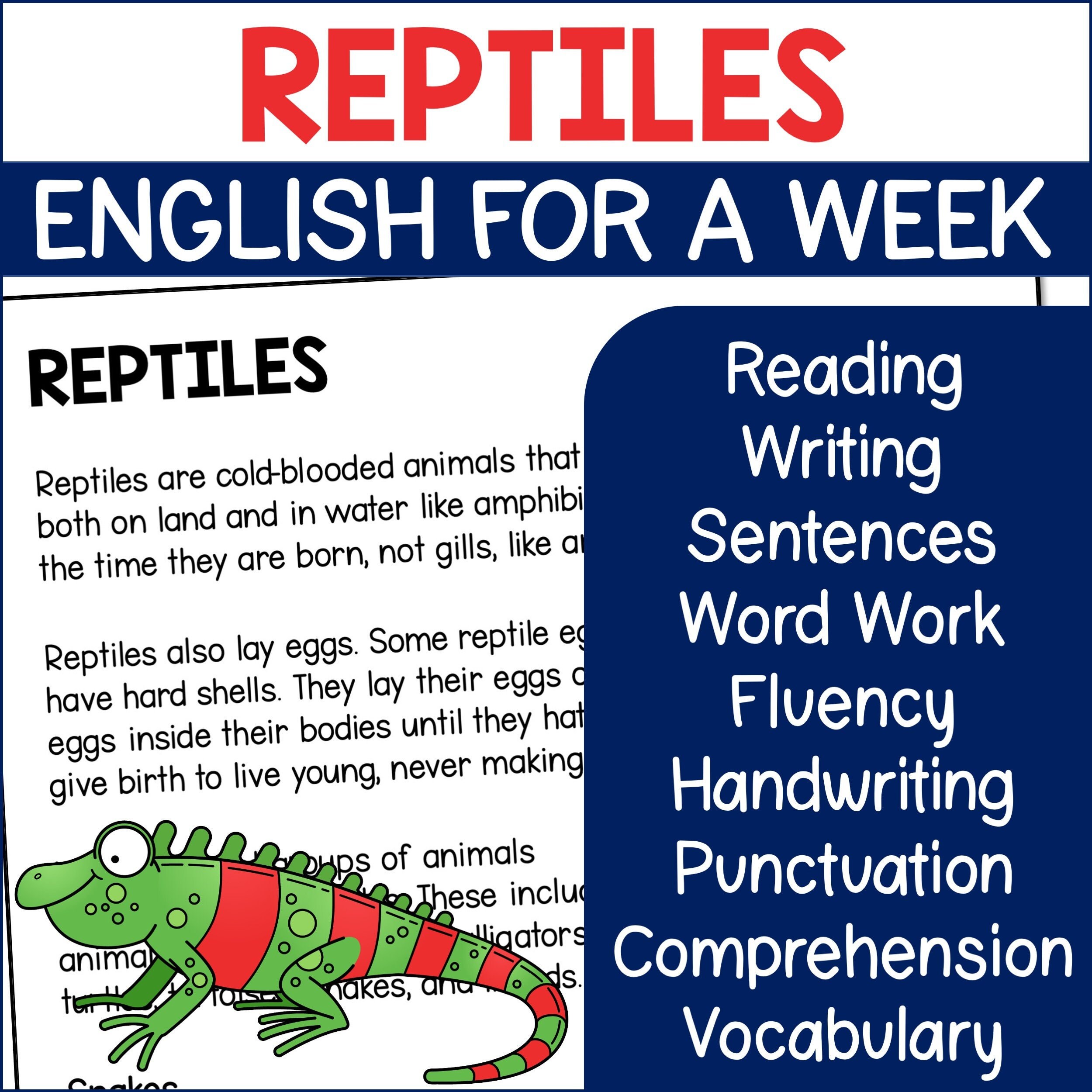 Reptile Literacy Activities for a Week About a Reptiles Information ...