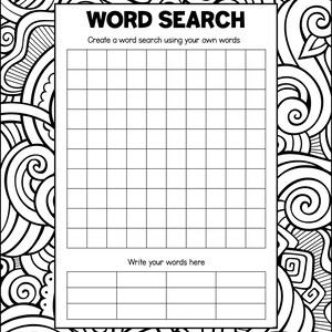 Blank Word Search Templates for Kids, Printable PDF Blank Puzzle Pages ...