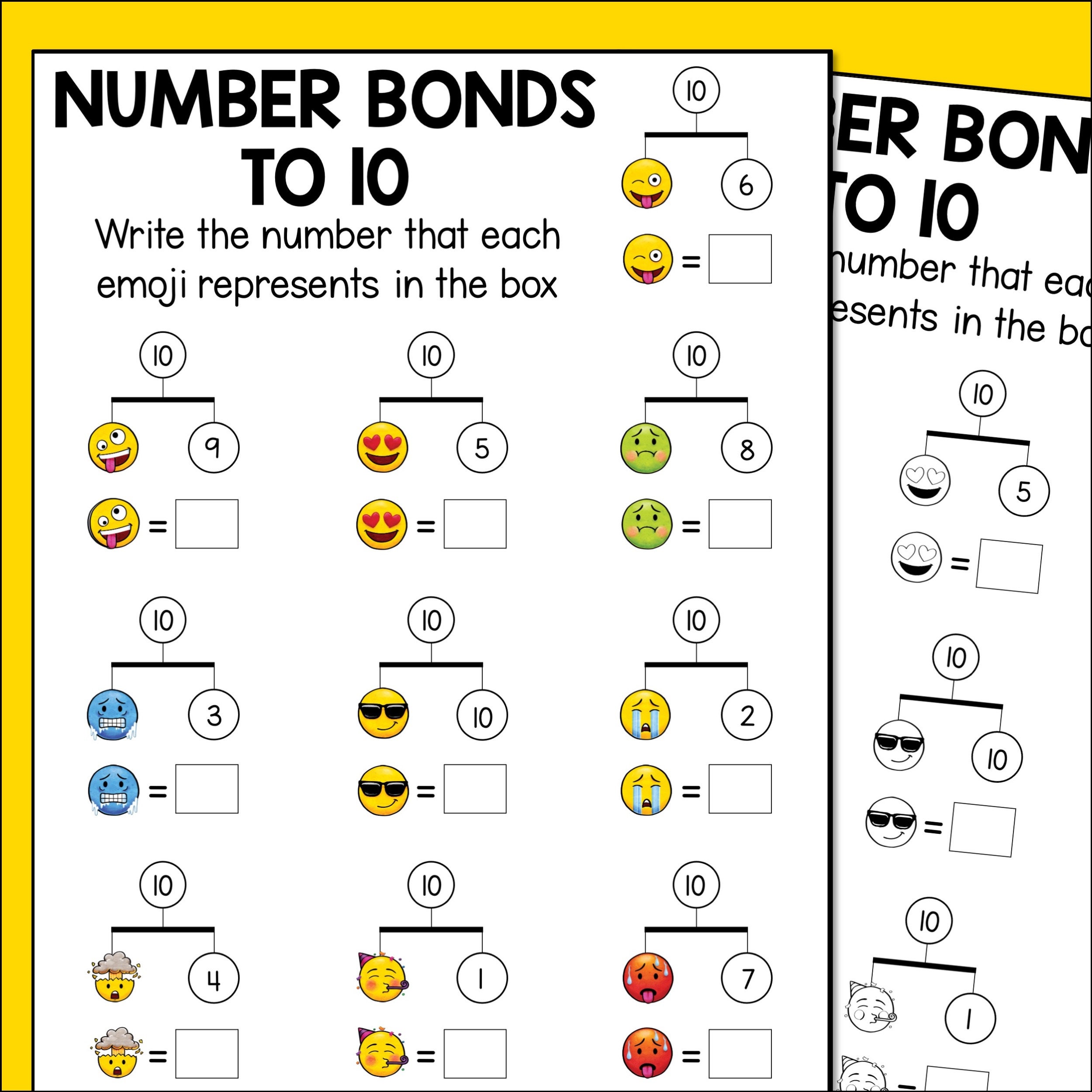 Number Bonds to 10 & 20 Worksheets, Math Facts and Early Algebra ...
