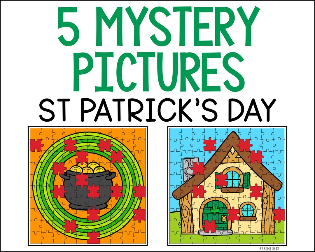 St Patrick's Day Mystery Picture Reveal Puzzles for Kids - Etsy
