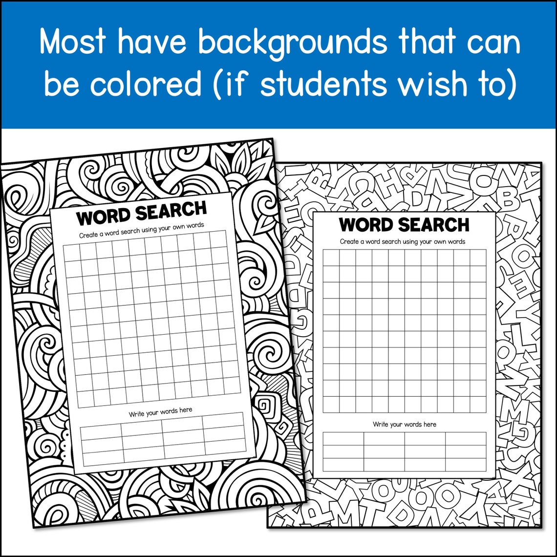 Blank Word Search Templates for Kids, Printable PDF Blank Puzzle Pages ...