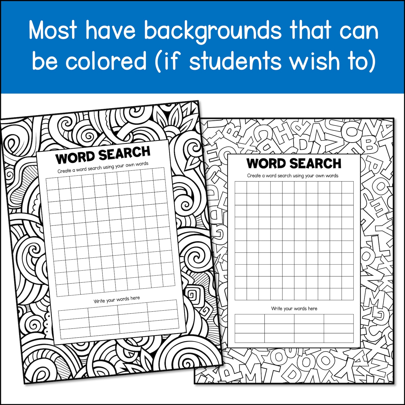 Blank Word Search Templates for Kids, Printable PDF Blank Puzzle Pages ...