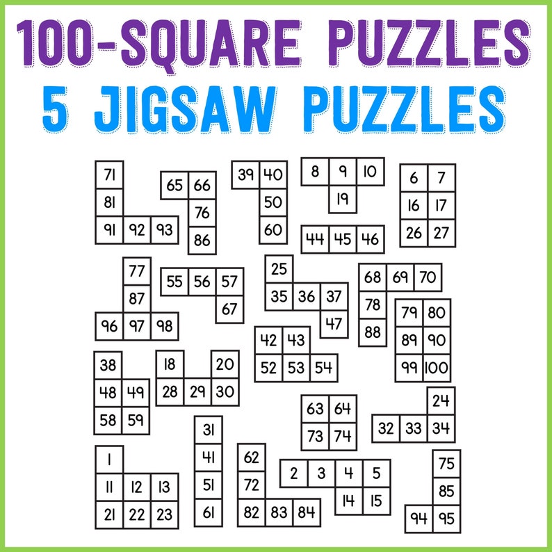 Place Value to 100 Jigsaws 100 Chart Jigsaw Activity - Etsy